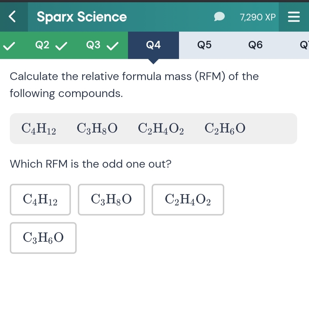 Solved: Sparx Science 7,290XP Q2 Q3 Q4 Q5 Q6 Q Calculate the relative ...