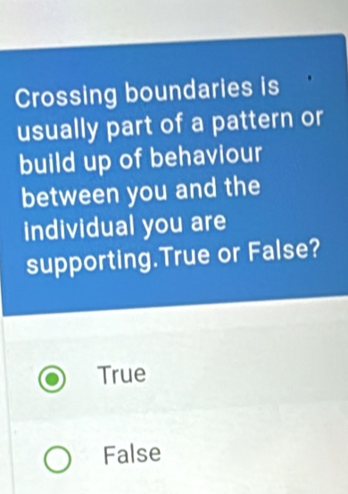 Solved: Crossing boundaries is usually part of a pattern or build up of ...