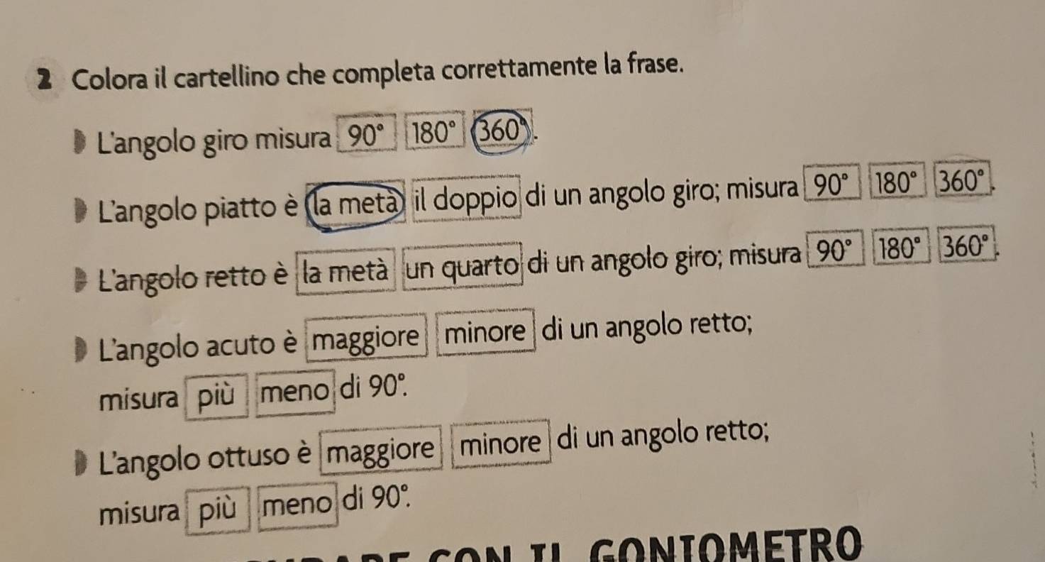 Risolto:Colora il cartellino che completa correttamente la frase. L ...