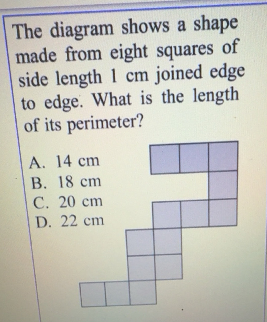 Solved: The diagram shows a shape made from eight squares of side ...