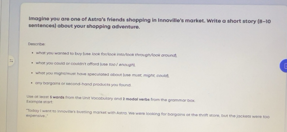 Resuelto:Imagine you are one of Astra's friends shopping in Innoville's ...