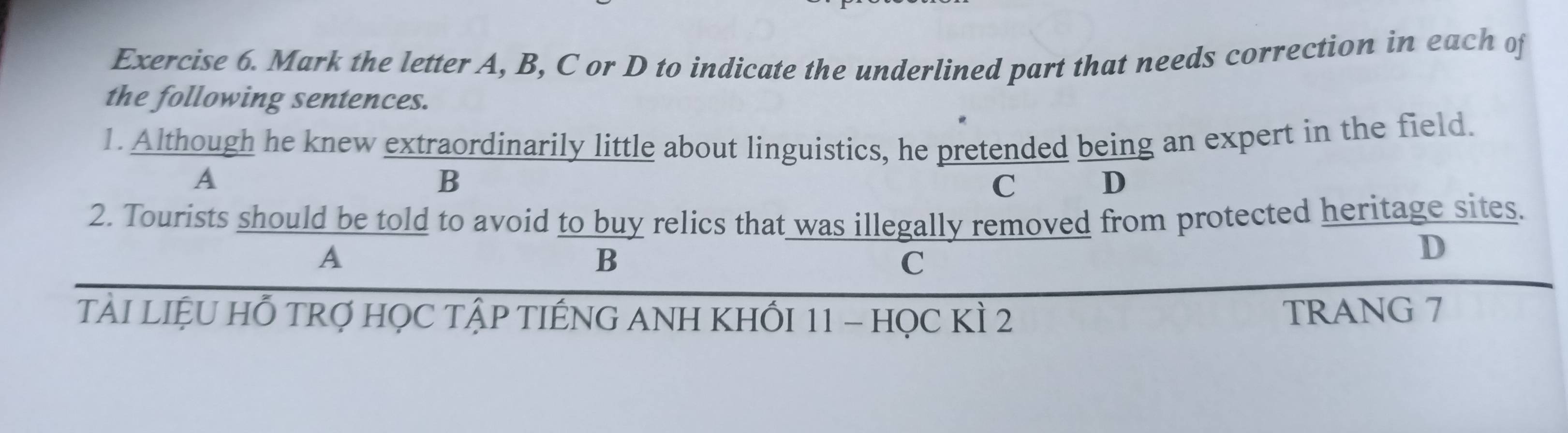 Giải quyết:Mark the letter A, B, C or D to indicate the underlined part ...