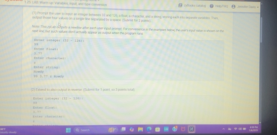 Solved: LAB: Warm up: Variables, input, and type conversion Help/AQ ...