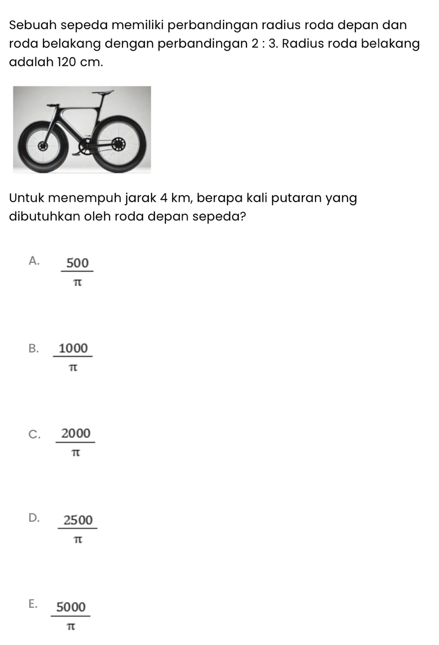 Telah dijawab:Sebuah sepeda memiliki perbandingan radius roda depan dan ...