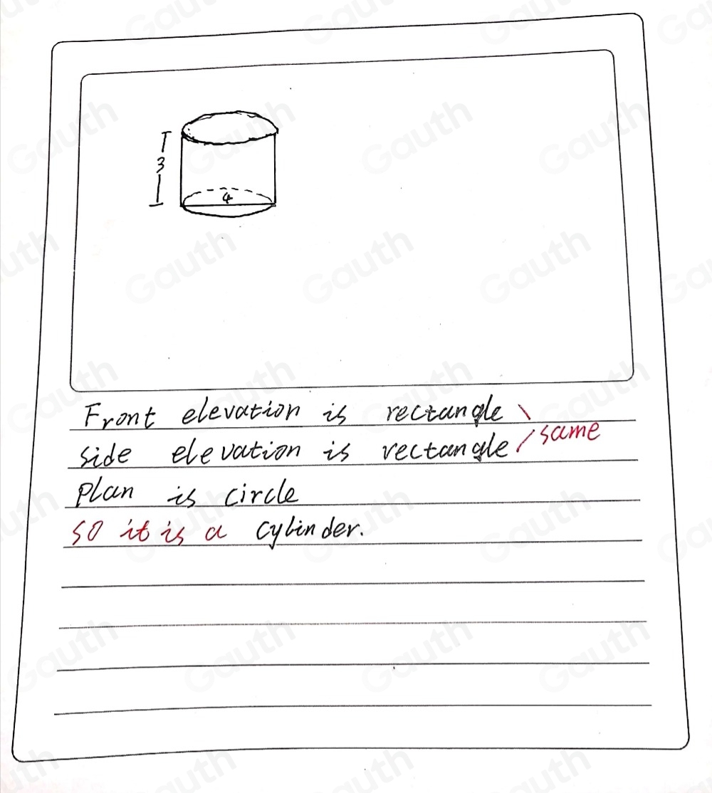 Solved: The diagram shows the plan, front elevation and side elevation ...