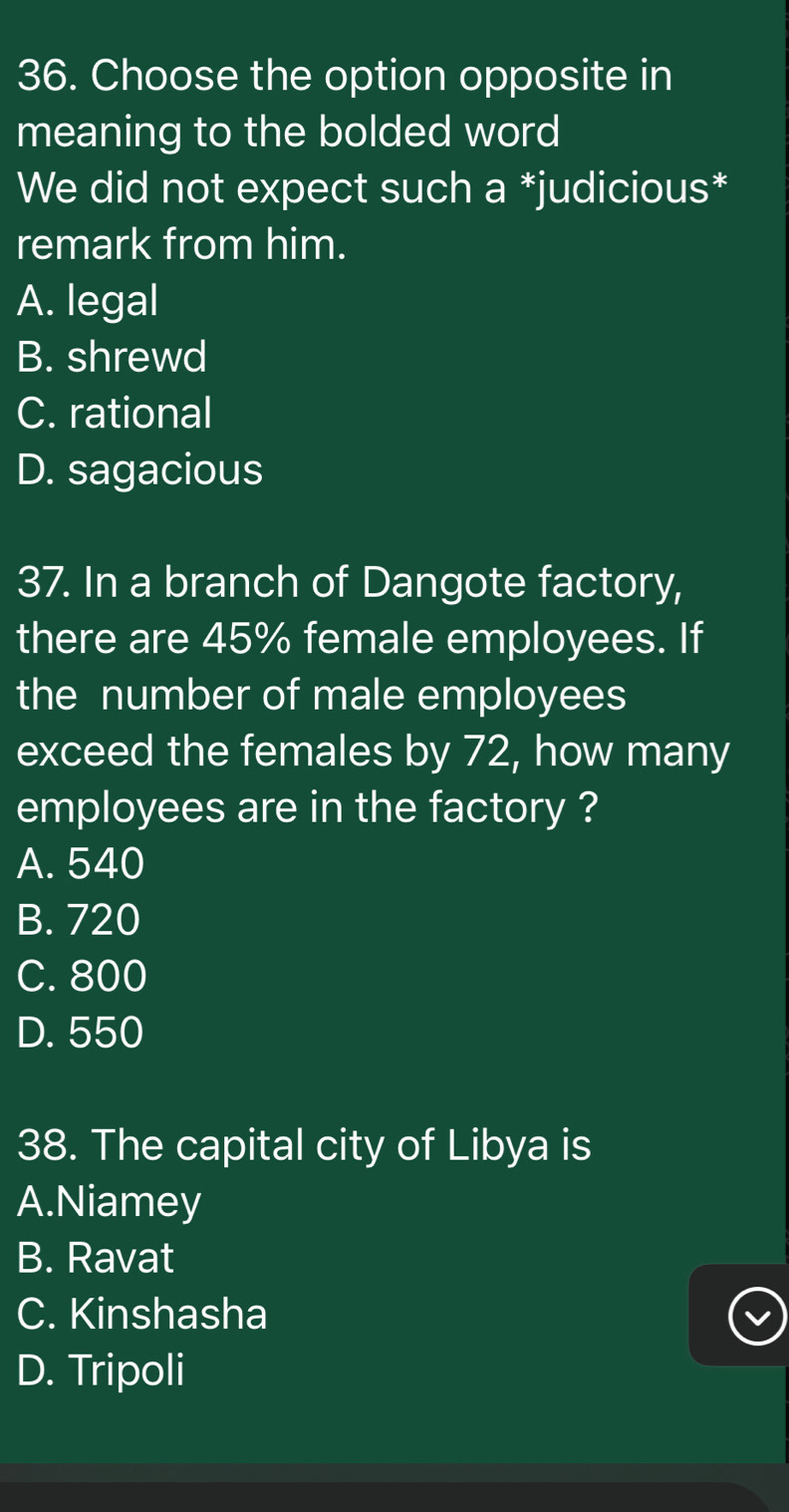 Solved: Choose the option opposite in meaning to the bolded word We did ...