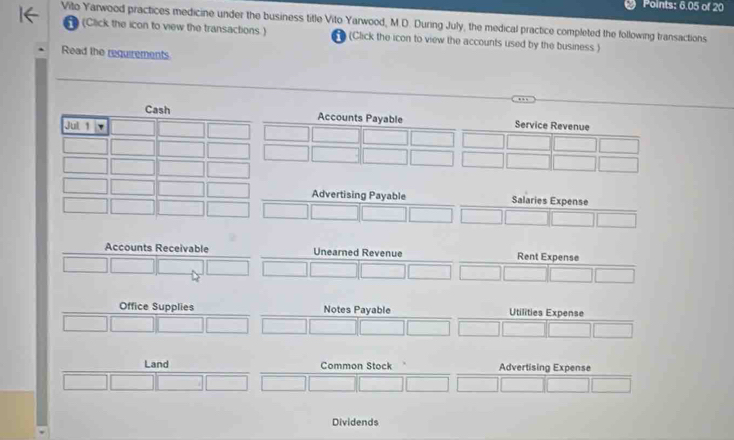 Solved: Points: 6.05 of 20 Vito Yarwood practices medicine under the ...