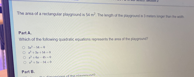 Solved: The area of a rectangular playground is 54m^2. The length of the playground is 3 meters ...