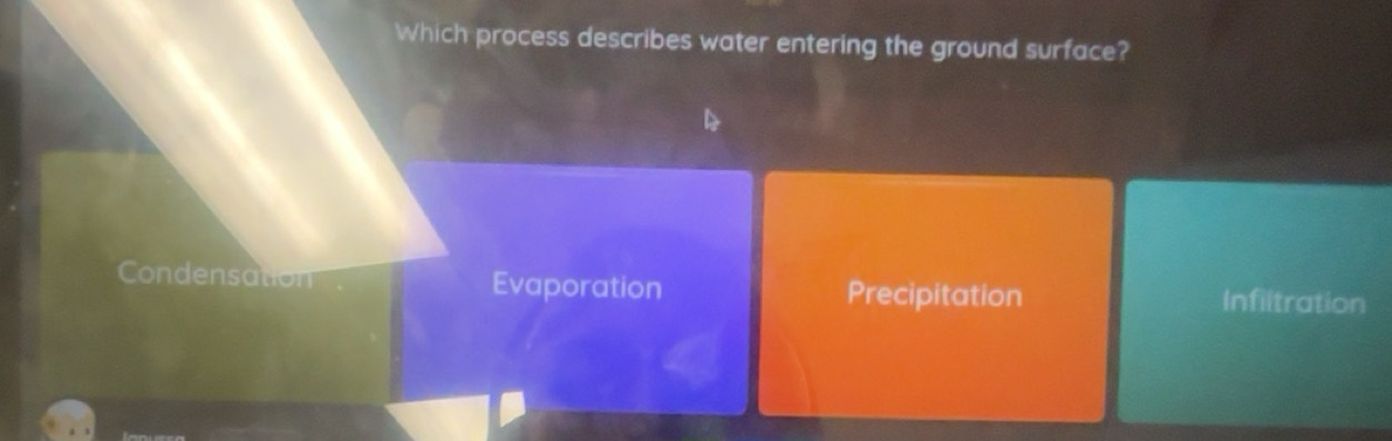 Gelöst:Which process describes water entering the ground surface ...