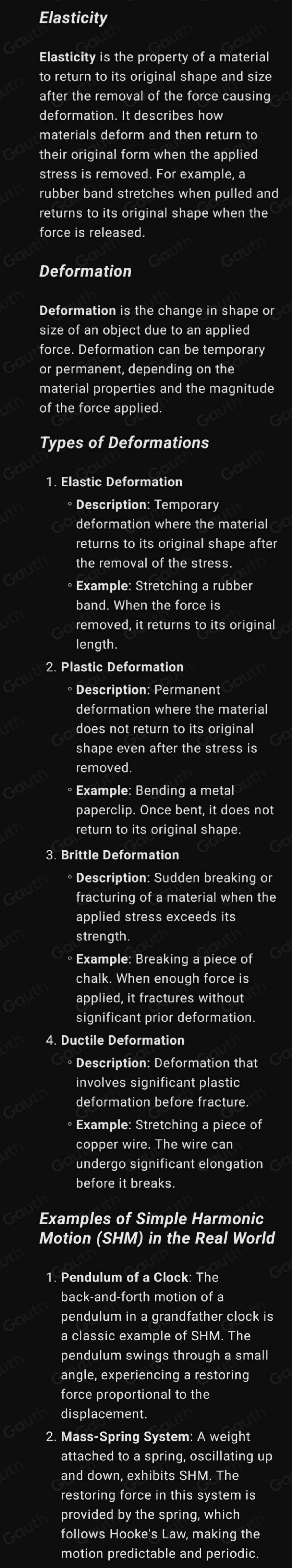 Solved: What is Elasticity? What is Deformation? How many types of ...