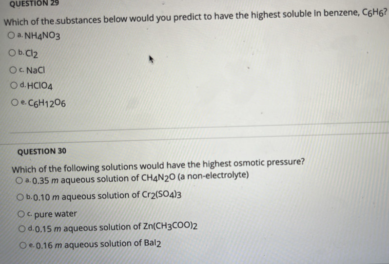 Solved: Which of the substances below would you predict to have the ...