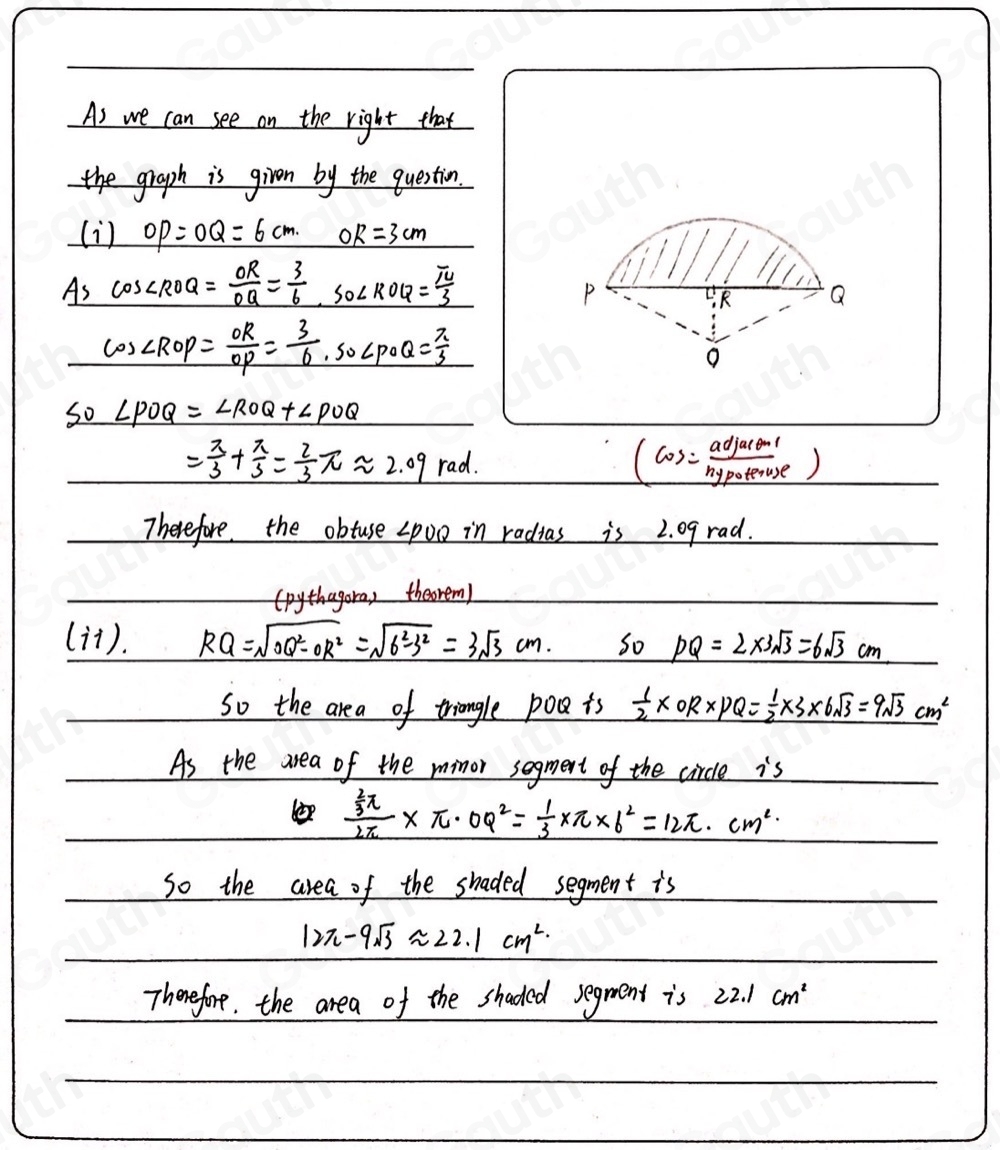 Solved: The figure shows a minor segment of a circle centre O and ...