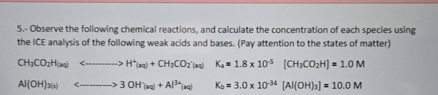 Solved: 5.- Observe the following chemical reactions, and calculate the ...