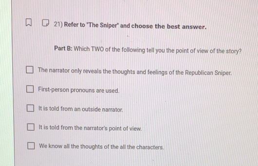 Solved: Refer to "The Sniper" and choose the best answer. Part B: Which ...