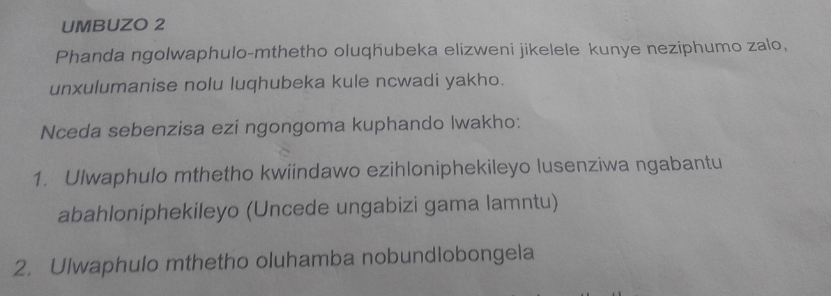 Solved: UMBUZO 2 Phanda ngolwaphulo-mthetho oluqhubeka elizweni ...
