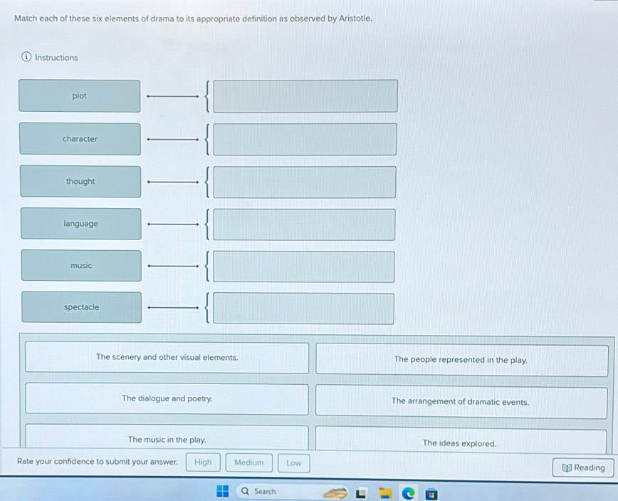 Solved: Match each of these six elements of drama to its appropriate ...