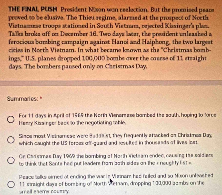 Solved: THE FINAL PUSH President Nixon won reelection. But the promised ...