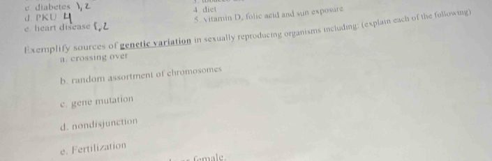 Solved: diabetes d. PK U 4 diet e heart disease 5. vitamin D. folic ...