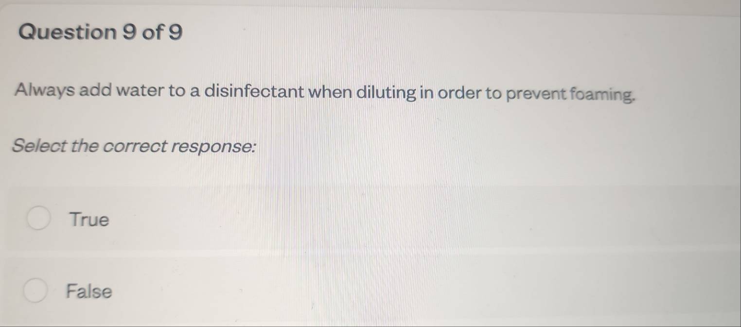 Solved: Always add water to a disinfectant when diluting in order to ...