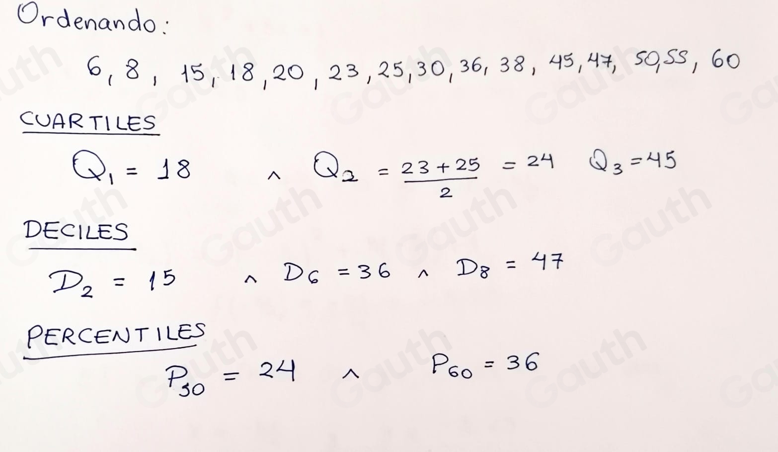 Resuelto:De las siguientes series calcula los cuartiles, Deciles y ...