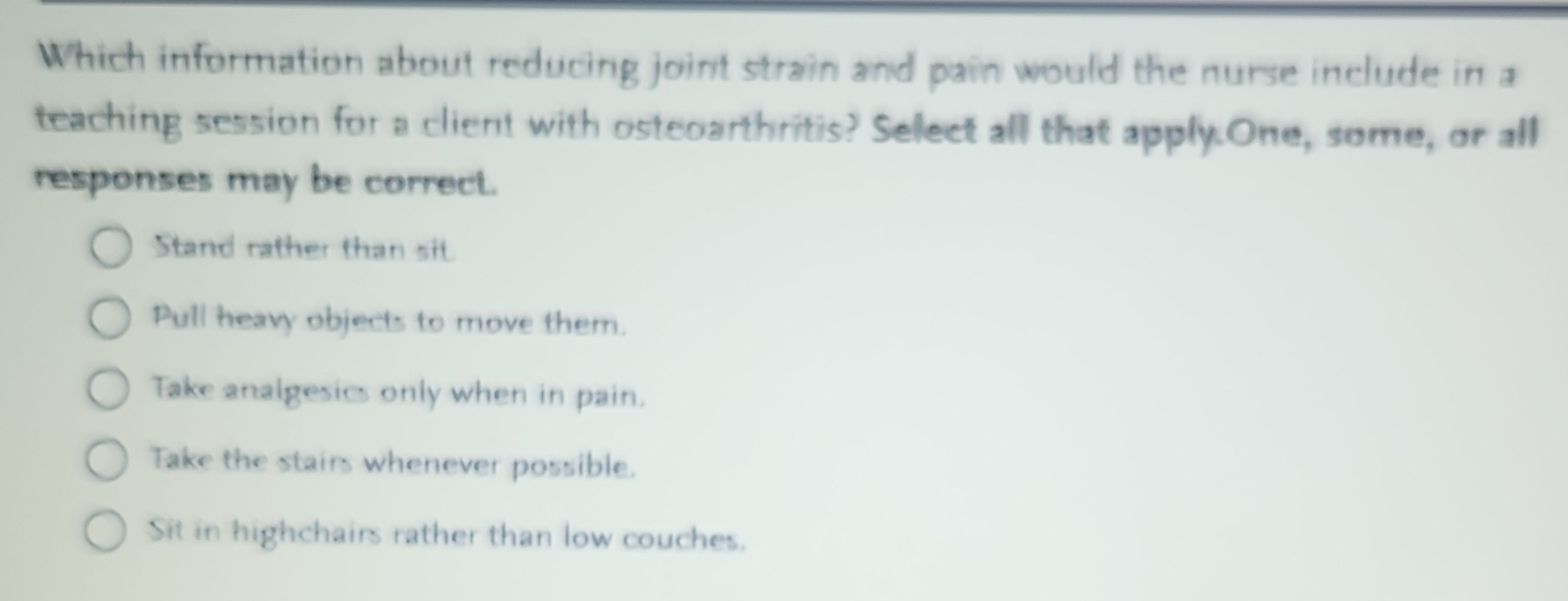 Solved: Which information about reducing joint strain and pain would ...