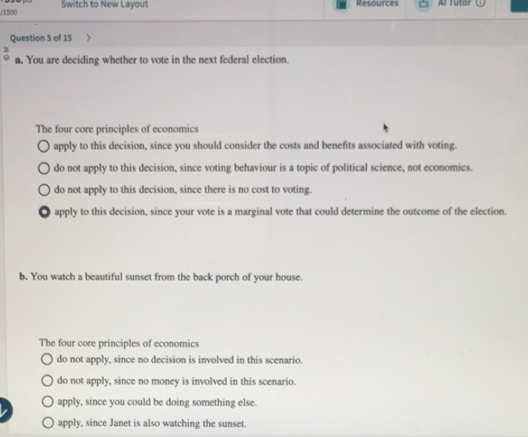 Solved: Switch to New Layout Resources /1500 Al Tutor ( Question 5 of ...