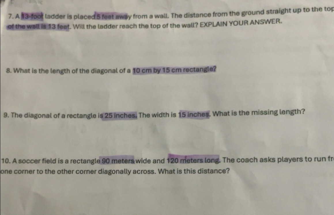 Solved: A 13-foot ladder is placed 5 feet away from a wall. The ...