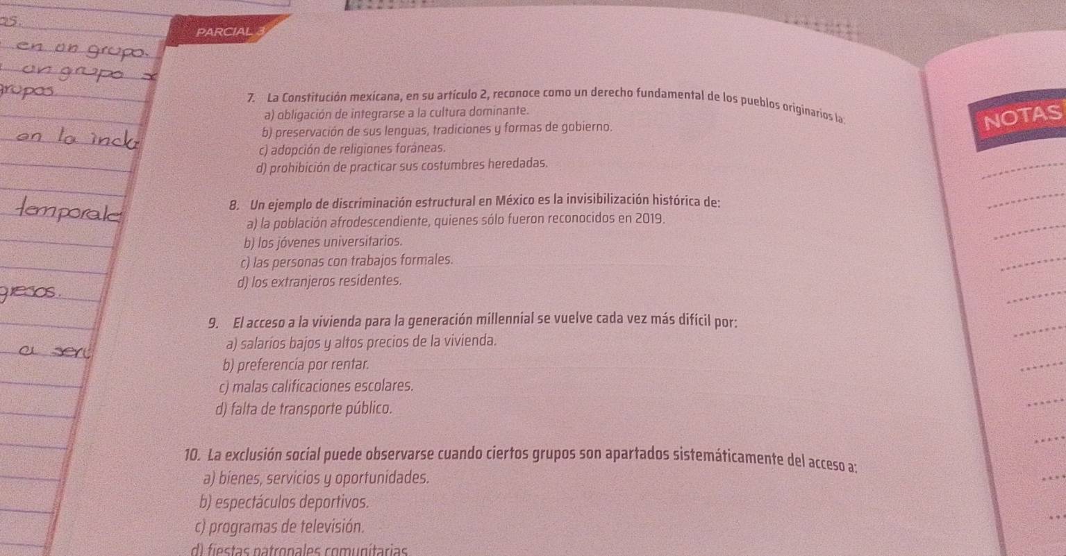 Resuelto:PARCIAL 7. La Constitución mexicana, en su artículo 2 ...