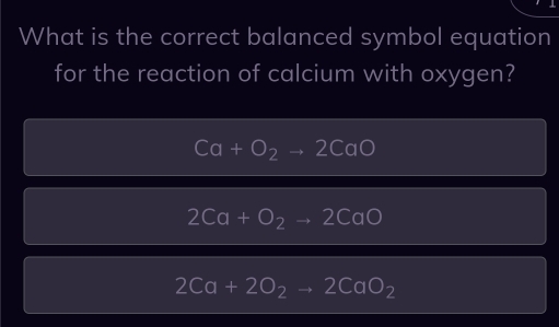 Solved: What is the correct balanced symbol equation for the reaction ...