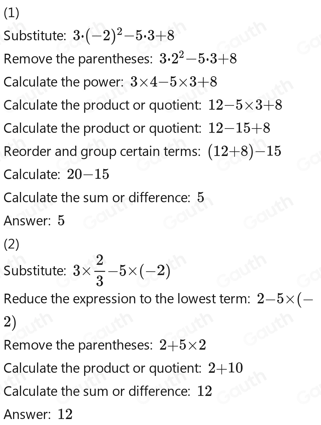 Solved: 1-29. Evaluate each expression below if a=-2 and b=3 a. 3a^2-5b ...