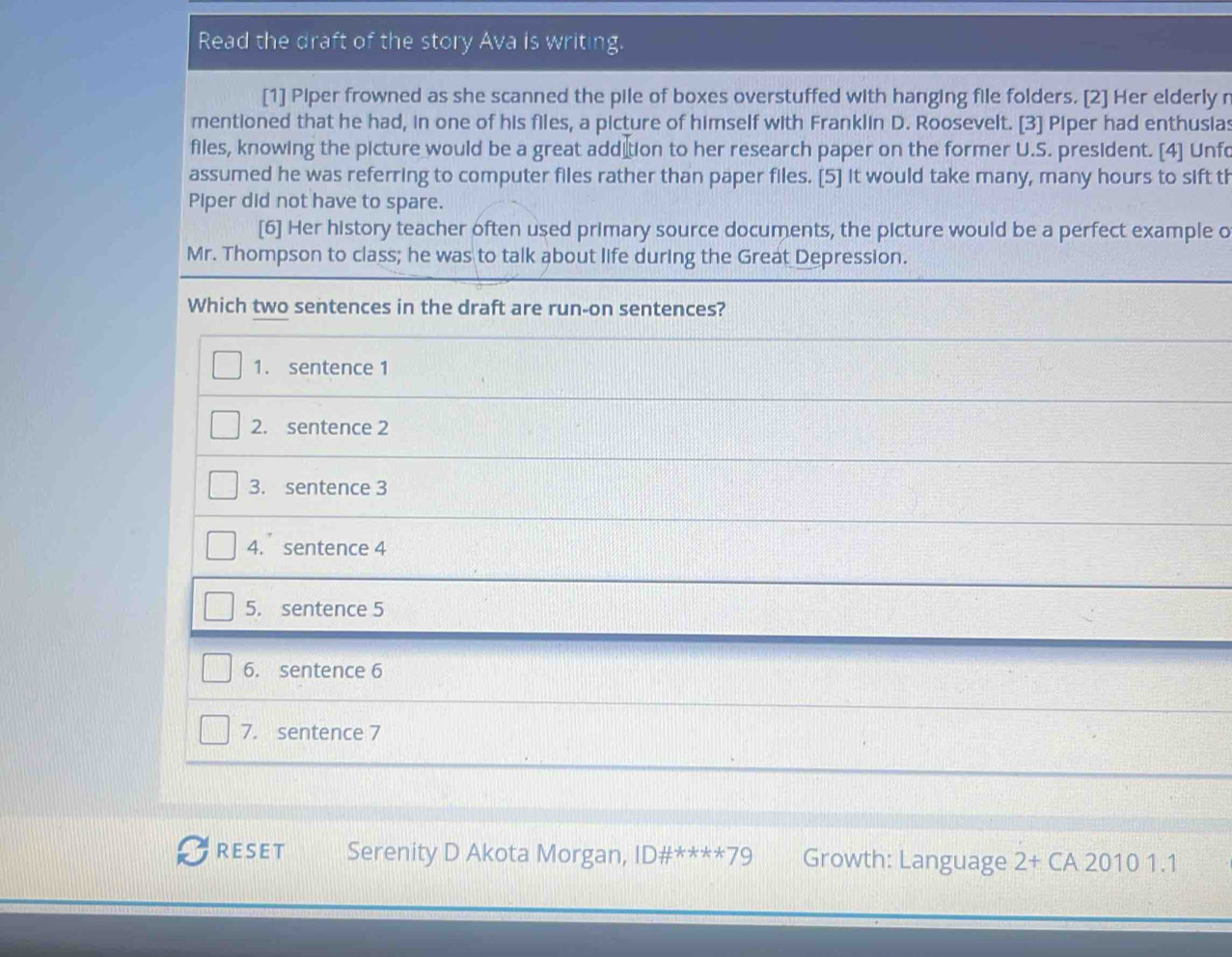 Solved: Read the draft of the story Ava is writing. [1] Piper frowned ...