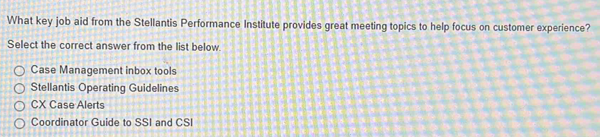 Solved: What key job aid from the Stellantis Performance Institute ...