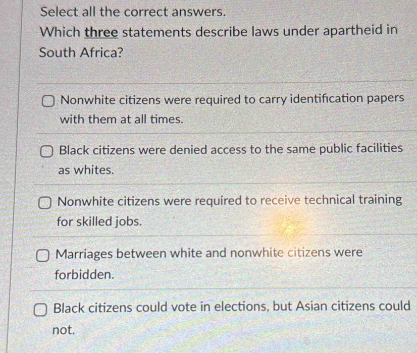 Solved: Select all the correct answers. Which three statements describe ...