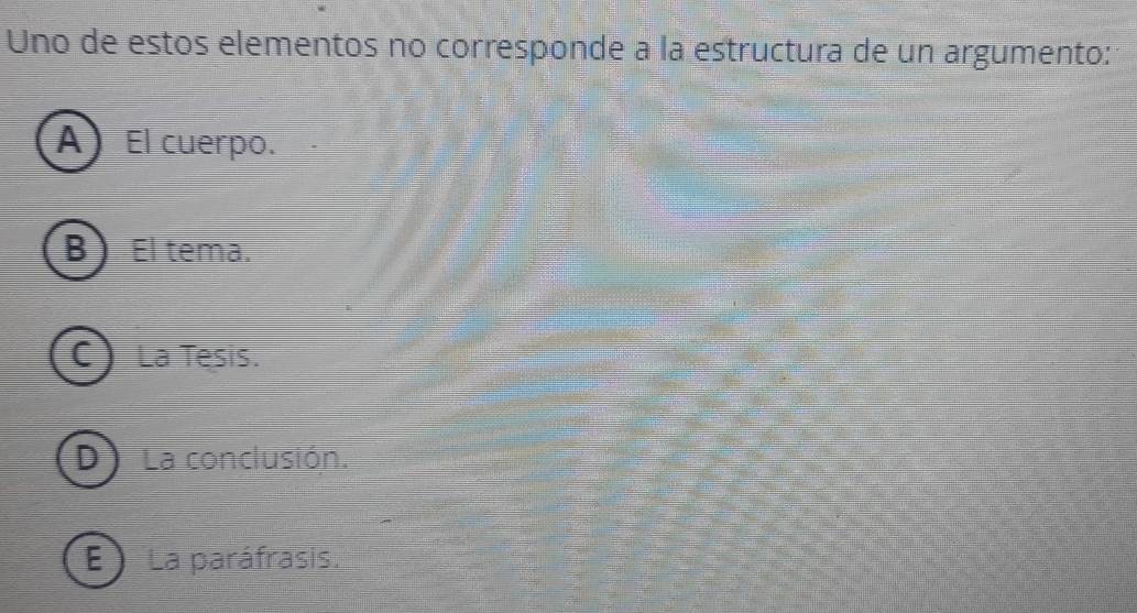 Resuelto:Uno de estos elementos no corresponde a la estructura de un ...