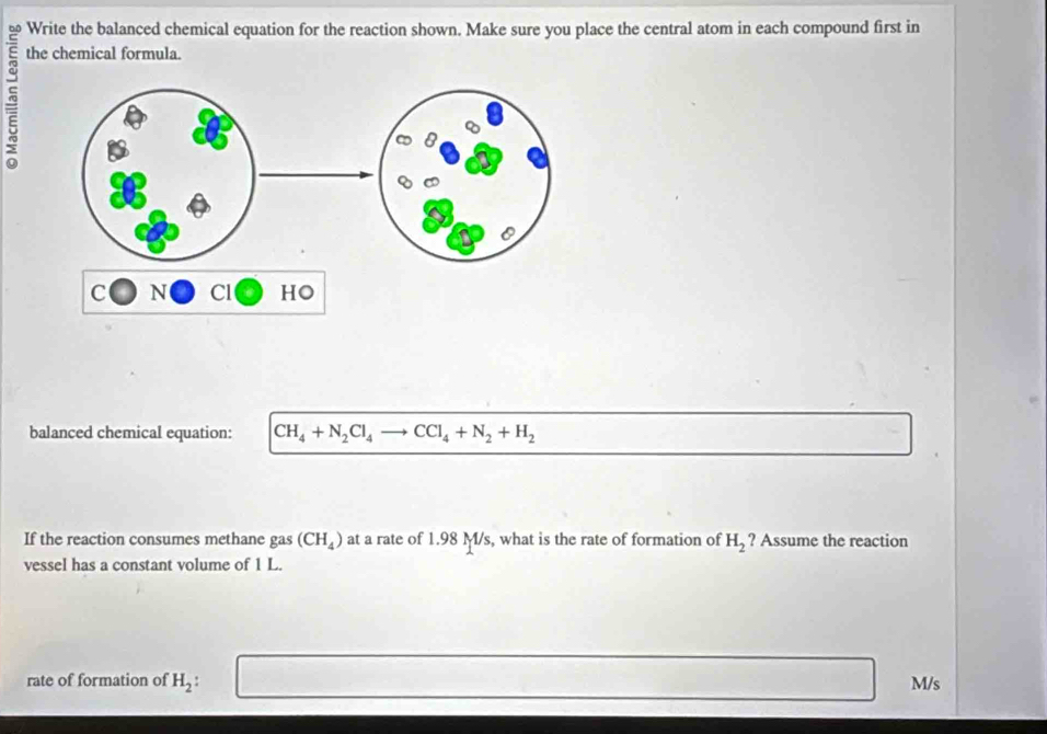 Solved: Write the balanced chemical equation for the reaction shown ...