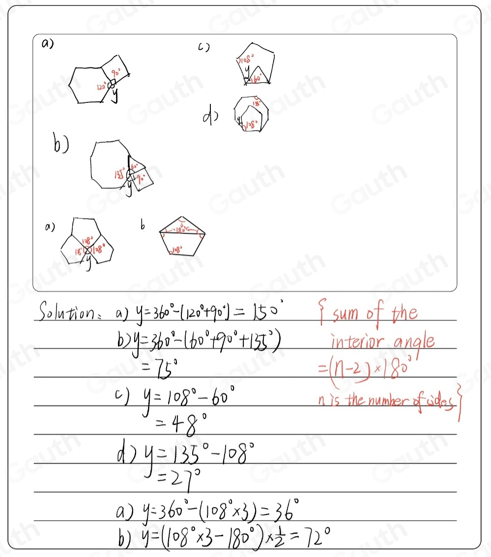 Solved: Each compound shape is made up of regular polygons Work out ...