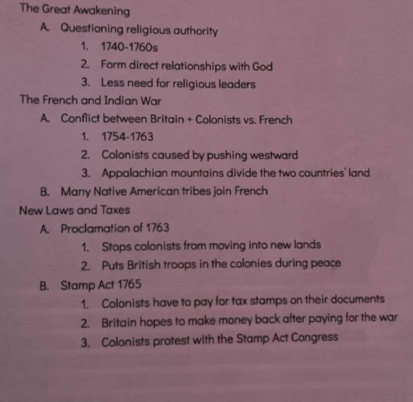Solved: The Great Awakening A. Questioning religious authority 1. 1740 ...