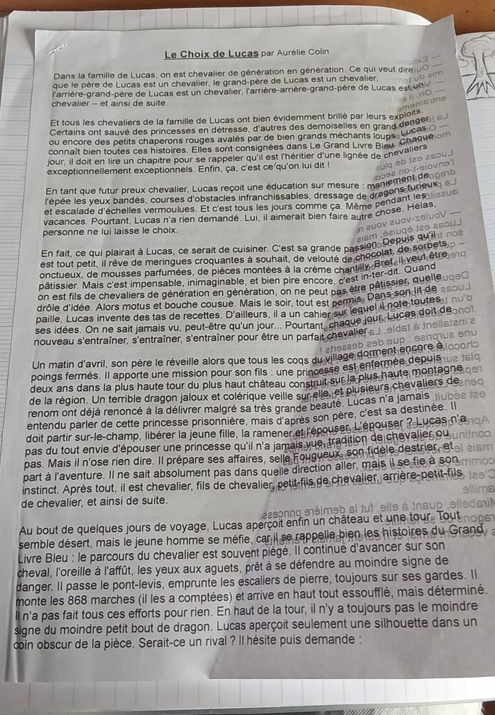Résolu :Le Choix de Lucas par Aurélie Colin Dans la famille de Lucas ...