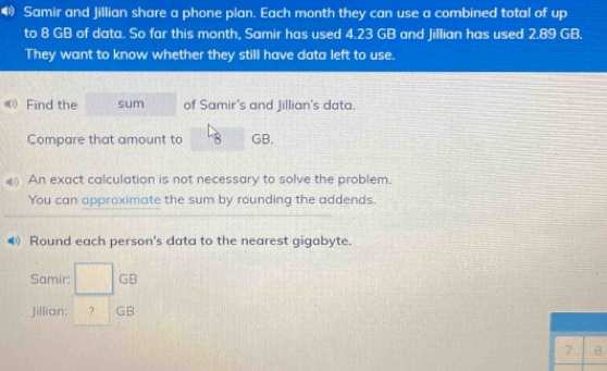 Samir and Jillian share a phone plan. Each month they can use a ...