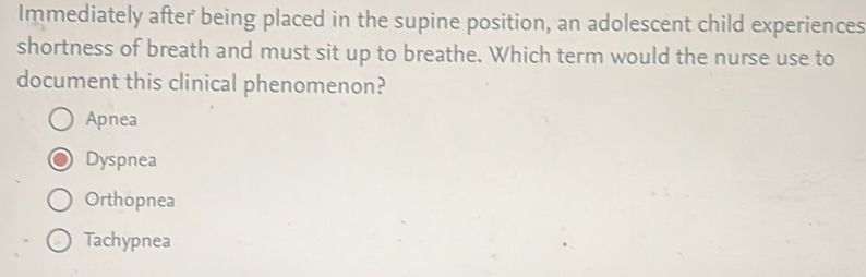 Solved: Immediately after being placed in the supine position, an ...