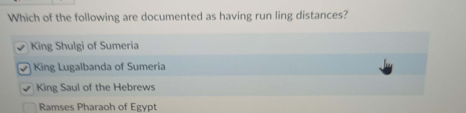 Solved: Which of the following are documented as having run ling ...