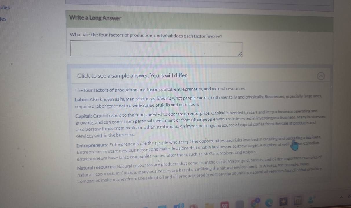 Solved: ules les Write a Long Answer What are the four factors of ...