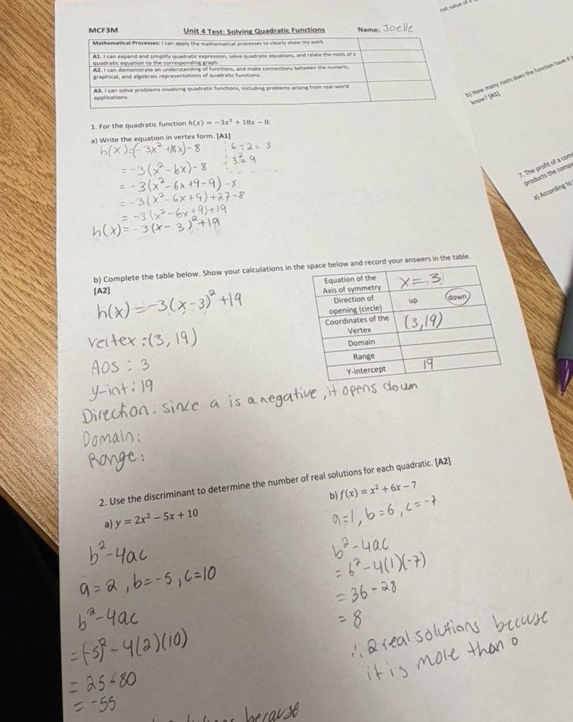 Solved: nat value of ! Name: ) How many roots does the function have if ...