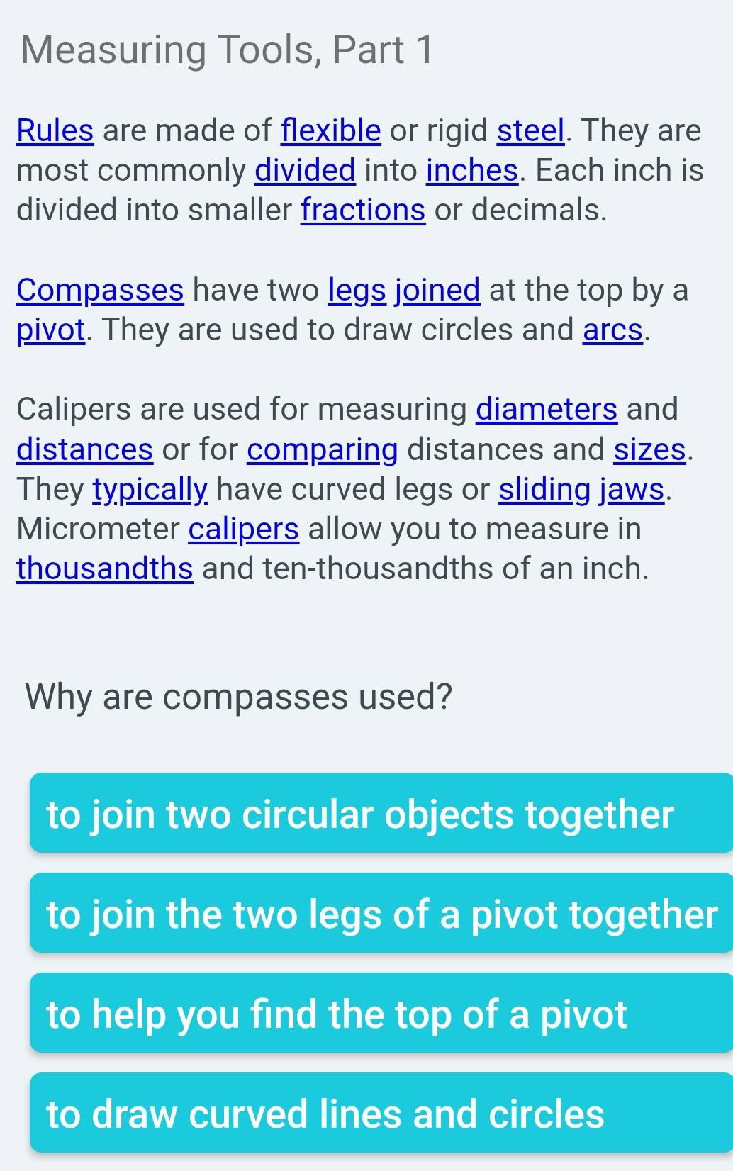 Resuelto:Measuring Tools, Part 1 Rules are made of flexible or rigid ...