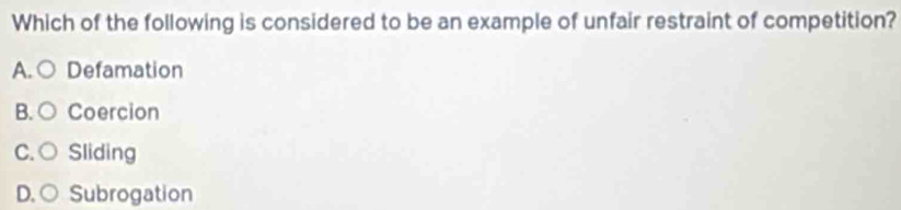 Solved: Which of the following is considered to be an example of unfair ...