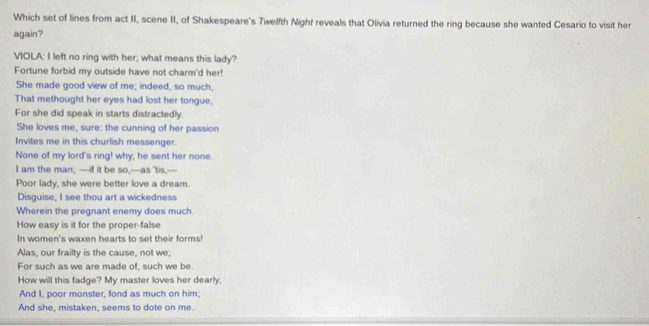 Solved: Which set of lines from act II, scene II, of Shakespeare's ...