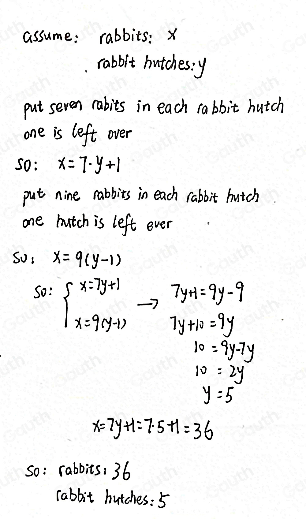 Solved: have some rabbits and some rabbit hutches. When I put seven ...