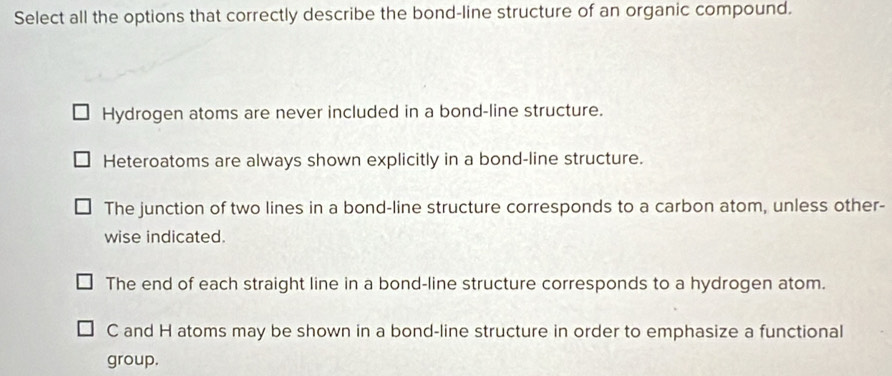 Solved: Select all the options that correctly describe the bond-line ...