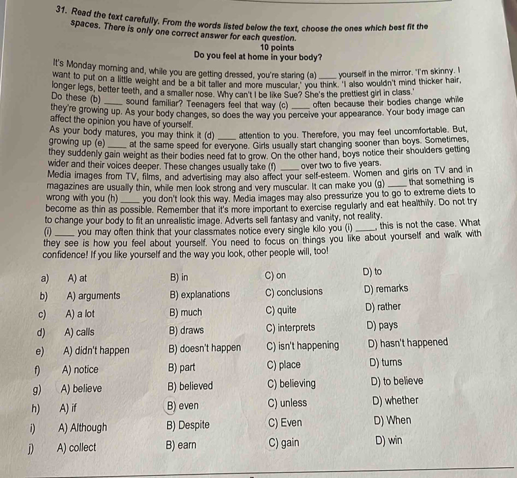 Solved: Read the text carefully. From the words listed below the text ...