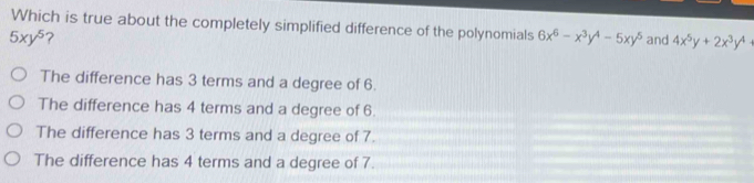 Solved: Which is true about the completely simplified difference of the ...